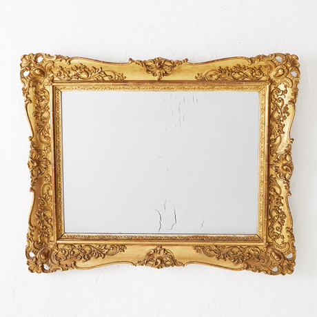 SPEGEL, nyrokoko, 1800-talets andra hälft, bronserad och förgylld ...
