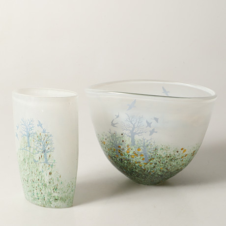 KJELL ENGMAN. A vase and bowl, “Oktober”, glass, Kosta Boda, 20th ...