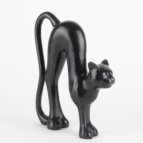 ANDREAS WARGENBRANT. Katt, "The Cat", svartpatinerad brons ...
