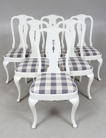 STOLAR, 6 st, så kallad bondrokoko, 1900-tal. Möbler - Fåtöljer ...