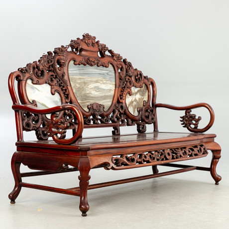 Chinese 3-seater/bench, Hong Kong, mid 20s. Jh. Asiatica - Auctionet
