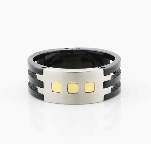 ROCHET. ring, svart, stål/RG 18K. Smycken & Ädelstenar - Ringar - Auctionet