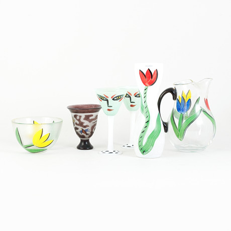 ULRIKA HYDMAN VALLIEN. Objetos de vidrio, 6 piezas, papel de aluminio y ...