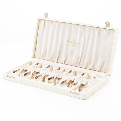 GEORG JENSEN. A set of 12 Danish sterling silver “Konge” moccaskets ...