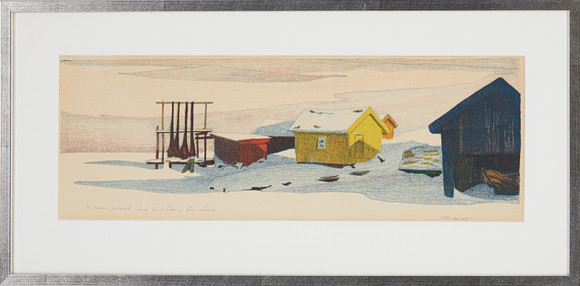 ROLAND SVENSSON. "Isen har lagt sig", färglitografi, signerad Roland S ...