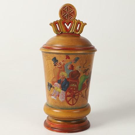 BURK MED LOCK, bemålat trä, möjligtvis Norge, 1900-tal. Allmoge ...