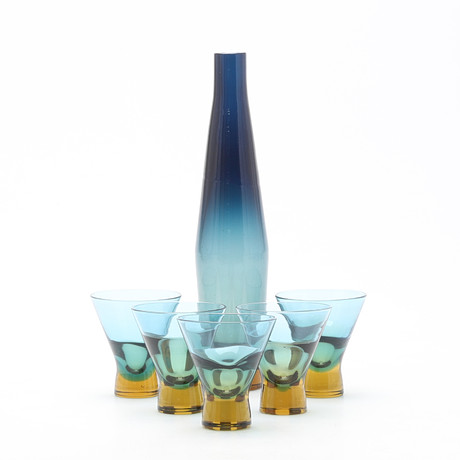 A 6-piece glass decanter and glass, Tropico, Göran Wärff Pukeberg ...