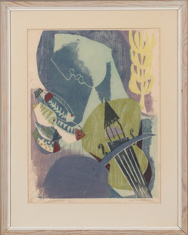 NILS MÖLLER. Violin player. woodcut, signed and numbered 49/65. Art ...