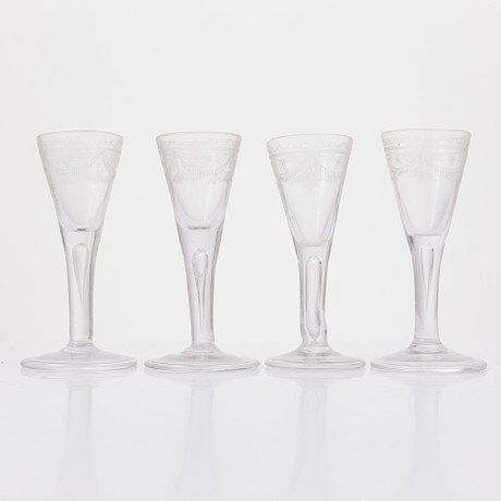 SNAPSGLAS, 4 st, 1700-tal. Glas - Övrigt - Auctionet