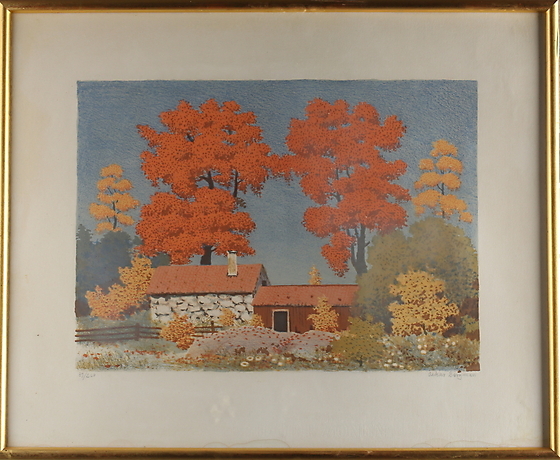OSKAR BERGMAN. Color lithograph, signed Oskar Bergman and numbered 89/ ...