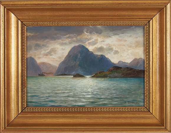 OKÄND KONSTNÄR. Norskt fjordlandskap. Konst - Måleri - Auctionet