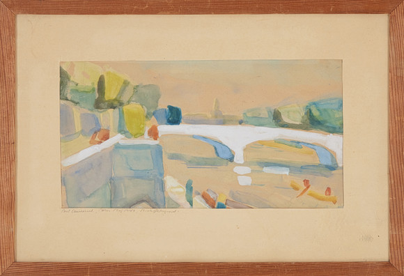 NIELS ØSTERGAARD (1924-1974). Pont du Carrousel, akvarell med täckvitt ...