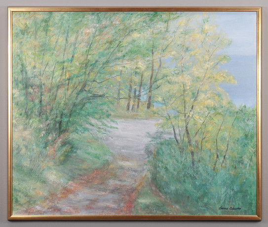 STINA OLSSON olja på duk, Stadsparken Hjo, signerad. Konst - Måleri ...