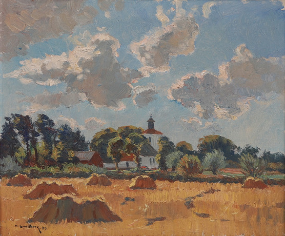 KARL LUNDBORG. GISLÖVS KYRKA, signed and dated 49. Art - Paintings ...
