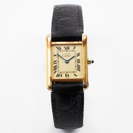 CARTIER, damarmbandsur, Must De Cartier, Tank, förgyllt sterlingsilver ...
