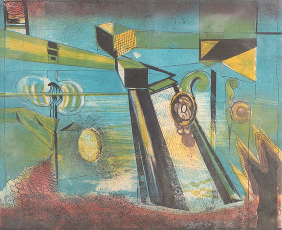 THORMOD LARSEN. Komposition, färgetsning, signerad 1973, épreuve d ...