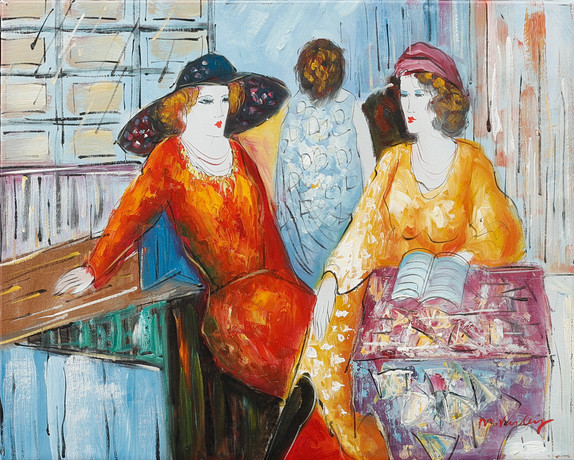 MARY VARLEY. Figurscen, olja på duk, signerad. Konst - Måleri - Auctionet