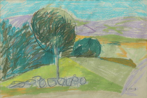 KNUT IRWE. Landscape with trees, pastel, signed. Art - Paintings ...