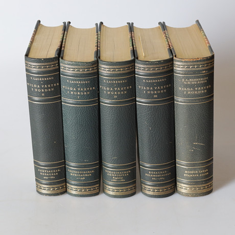 TORSTEN LAGERBERG. Bokverk, 5 band," Vilda växter i Norden " 1947 ...