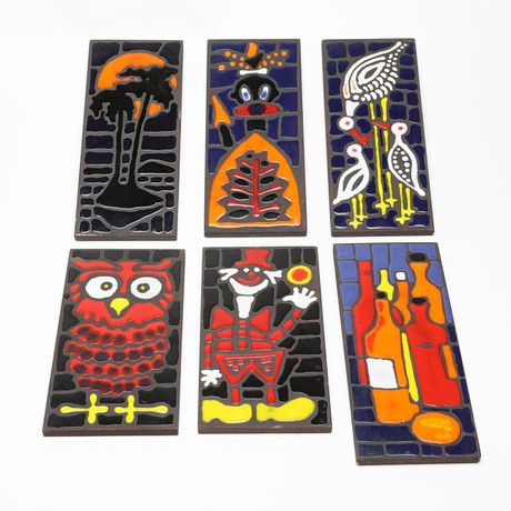 VÄGGTAVLOR 6 st, keramik, Gabriel, Eke Bjerén, 1900-tal. Keramik ...