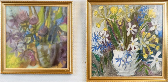 ASTRID FORSELIUS JOHNSON (1913-2003), tavlor 2 st, pastell, Blommor ...
