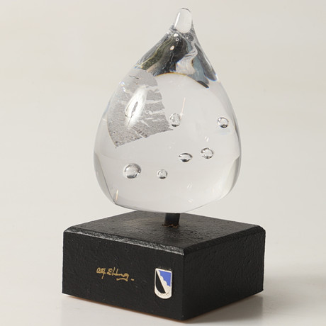 ALF EKBERG. Figurine, drop, glass on wooden base, signed. Glass - Art ...