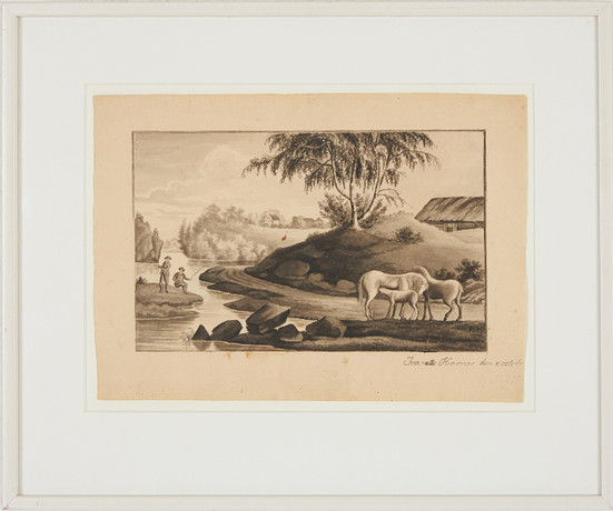 OIDENTIFIERAD KONSTNÄR. (2) Early 19th century, lavering, pencil ...