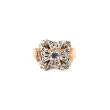 RING, 18K gold with faceted white stones, foreign stamps. Jewellery ...
