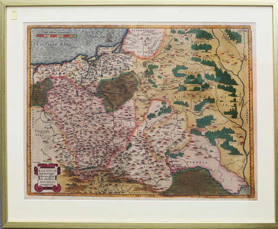 ANTIQUE MAP. AN ENGRAVED AND HAND-COLOURED MAP BY ABRAHAM ORTELIUS OF ...