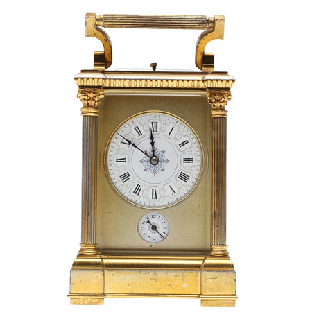 A FRENCH GILT BRASS ALARM REPEATER CARRIAGE CLOCK. Clocks & Watches ...