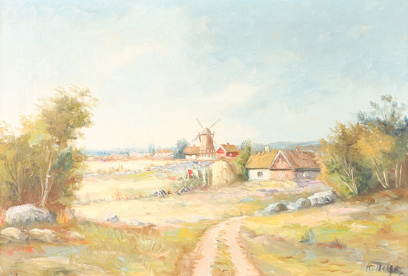 KARL HELGO. Scanian landscape, oil on canvas, signed K.Helgo. Art ...