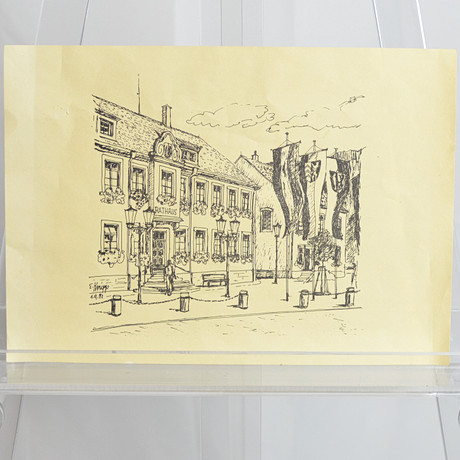TOWN HALL, E. KRUPP, INK DRAWING, 1982, SIGNED AND DATED. Art - Graphic ...