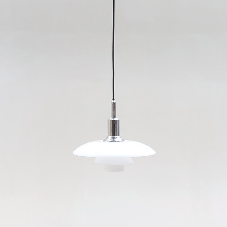 POUL HENNINGSEN. “PH 3 1/2-3", ceiling lamp, chrome & opal glass, Louis ...