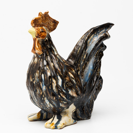 KLAS-GÖRAN KLAESSON. Figurine, rooster, stoneware, marked Klase ...