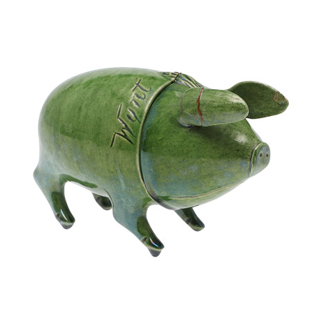 RYE POTTERY GREEN GLAZED PIG. Ceramics & Porcelain - European - Auctionet