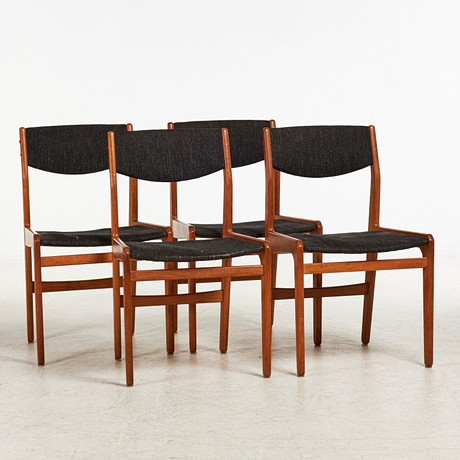 KNUD ANDERSEN, stolar, 4st, sits i textil, brännmärkta, J.C.A. Jensen ...