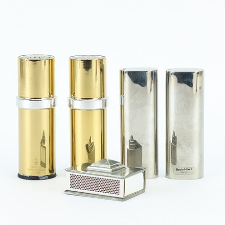 SALT AND PEPPER POTS 2 pairs and matchbox. Silver & Metals - Other ...