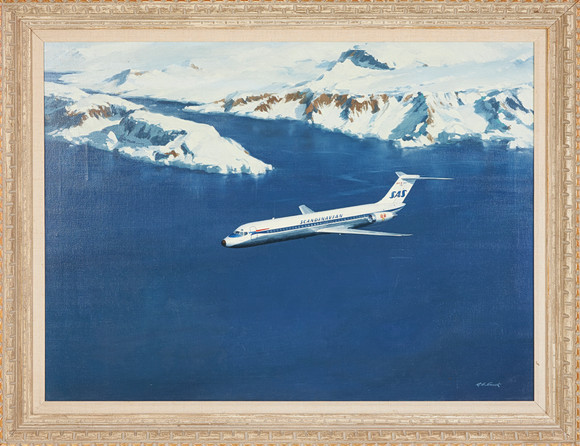 ROBERT GRANT SMITH (1914-2001). Flygplan, SAS, olja på duk, signerad RG ...