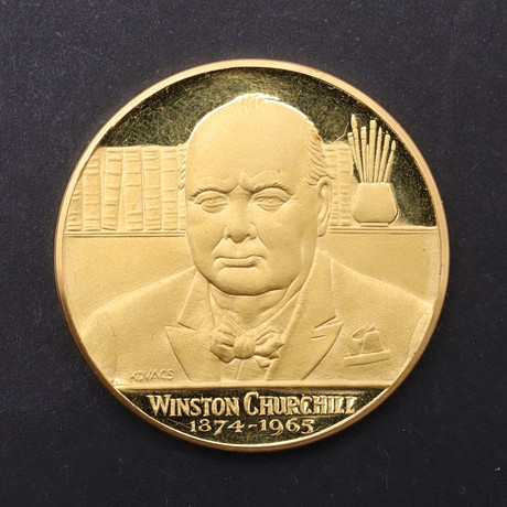AN HISTORIC 22CT GOLD MEDAL COMMEMORATING THE DEATH OF WINSTON ...