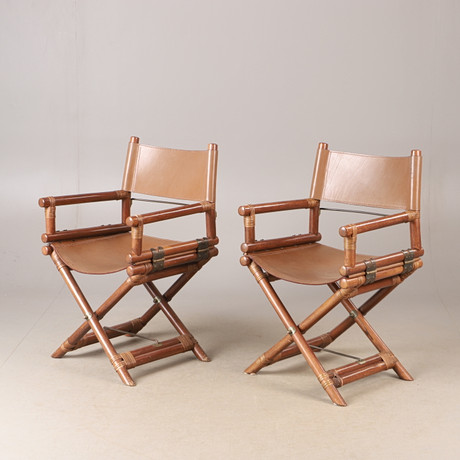 REGISSÖRSSTOLAR, 1 par, rotting/skinn, Lyda Levi McGuire. Möbler ...