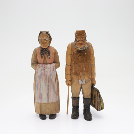 AXEL ERICSON. träfigurer, 2 st, Västervik, signerade och daterade 1958 ...