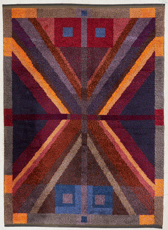 ETHEL HALVAR ANDERSSON. Rya, polychrome color scheme, geometric line ...
