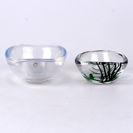 BOWL, 2 pcs, Glass, Vicke Lindstrand Kosta and Sven Palmqvist, Orrefors ...