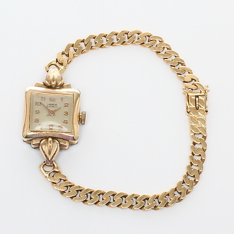 ARMBANDSUR, ladies, dial marked Lanco, case gold-double bracelet 18k ...