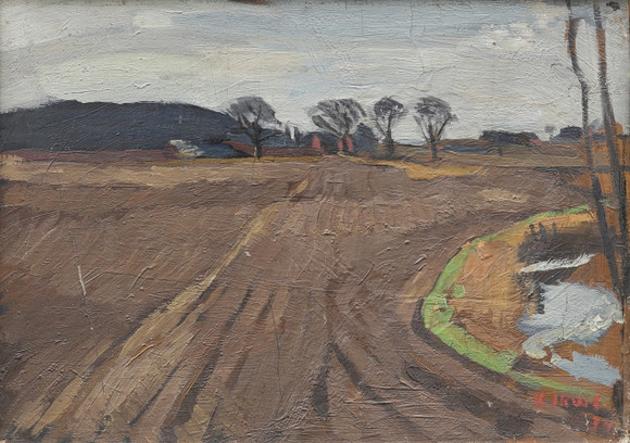 KNUT IRWE. Landskap med bro, olja på pannå signerad. Konst - Måleri ...