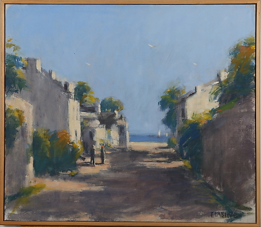 TORSTEN ERASMIE. The road to the sea, Beg-Meil, Brittany, oil on canvas ...