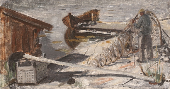 GUSTAF ADOLF FAHLE. Olja på duk, Stångskär, Harstena, signerad. Konst ...