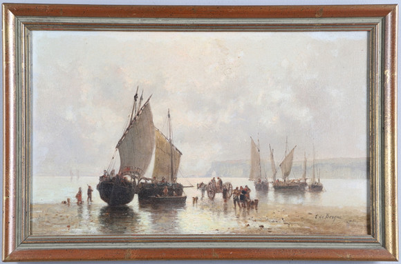 TONY-FRANCOIS DE BERGUE (1820-1890). THE END OF THE DAY: UNLOADING THE ...