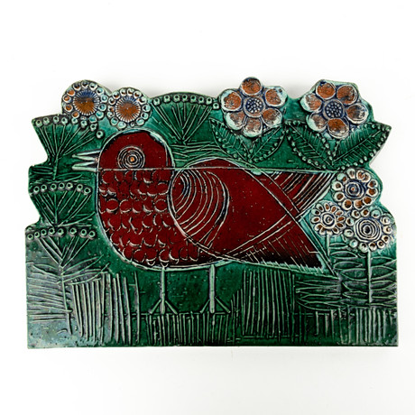 LISA LARSON. Relief, stoneware, Parrot, label and stamp, Gustavsberg ...