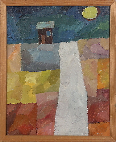 WANDA LUBELSKA. Abstract composition, oil on canvas, signed Wanda 62 ...